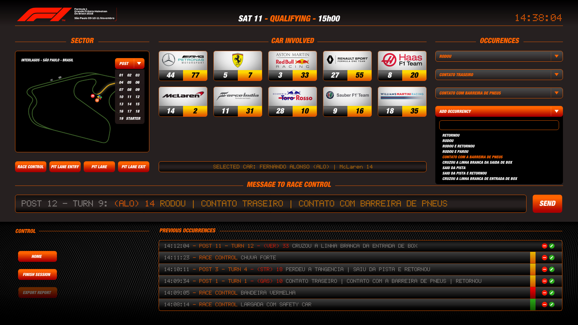 FORMULA 1 RACE CONTROL SYSTEM 2018 – Fernando Carreira